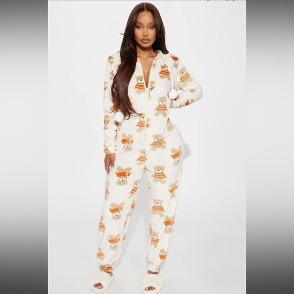 Fashion Nova | Intimates & Sleepwear | Cuddly Bear Plush Hooded Pj ...